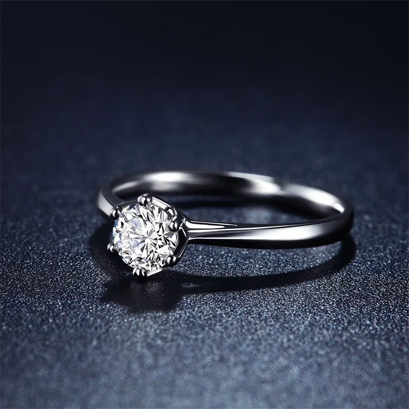 YHAMNI твердые 925 серебряных колец классический 1 карат 6 мм SONA CZ Циркон Модные свадебные ...