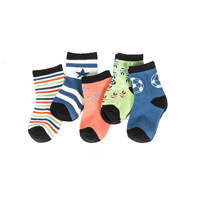 5 Pairs Colorful Striped Kid’s Socks Set
