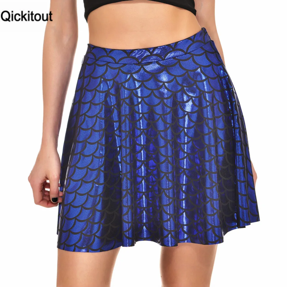 Qickitout Skirts 2016 Women Mermaid Color Scales Skirt Digital Print
