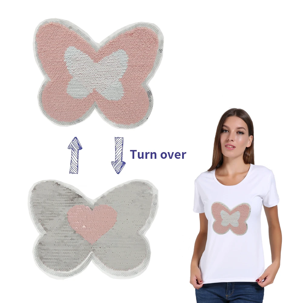 Brillo de Lentejuelas Reversible parches para los niños ropa Sew on ...