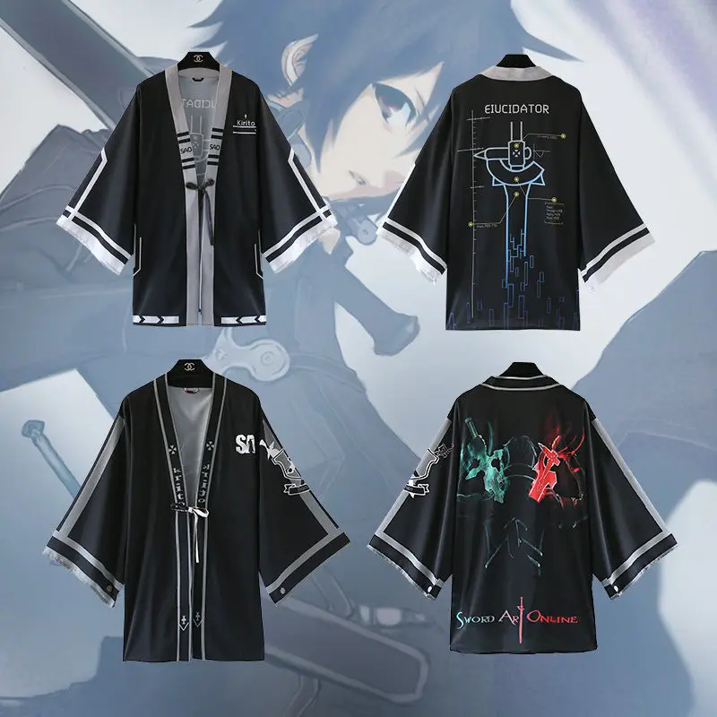 Anime Sword Art Online Kirito Bathrobe Cosplay Costume Chiffon Outfits ...