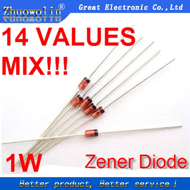 140PC/Lot 1W Zener diode,14valuesX10pcs=140pcs,Electronic Components ...