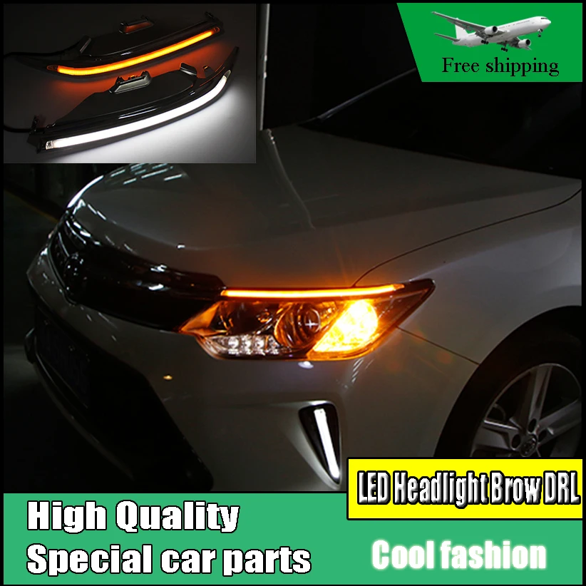 Car Styling LED Headlight Brow Eyebrow Daytime Running Light DRL With ...