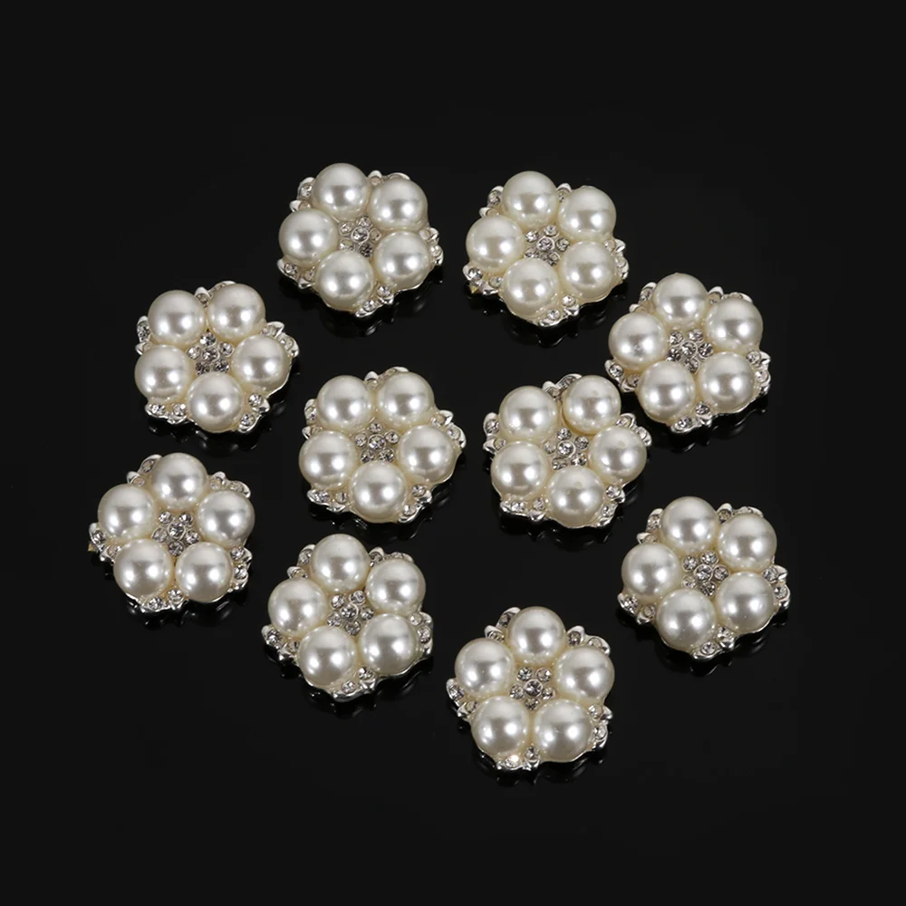 Mixed Style Pearl Buttons 36-Piece Pearl Flower Rhinestone Buttons ...