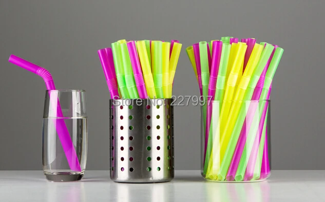 1500 Pieces 12*210mm Wrapped Wide Fat Drinking Straw Extendable ...