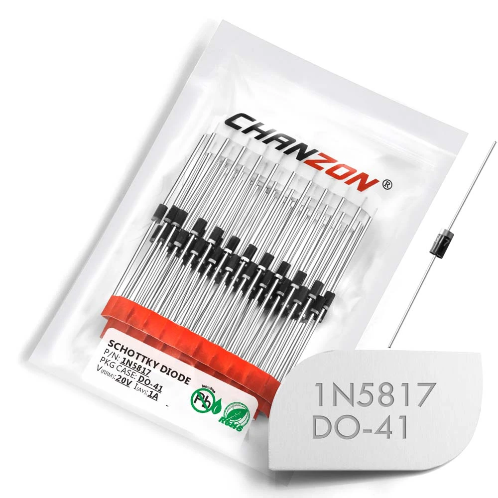 (100 Pcs) 1n5817 Schottky Barrier Rectifier Diodes 1a 20v Do-41 Axial ...