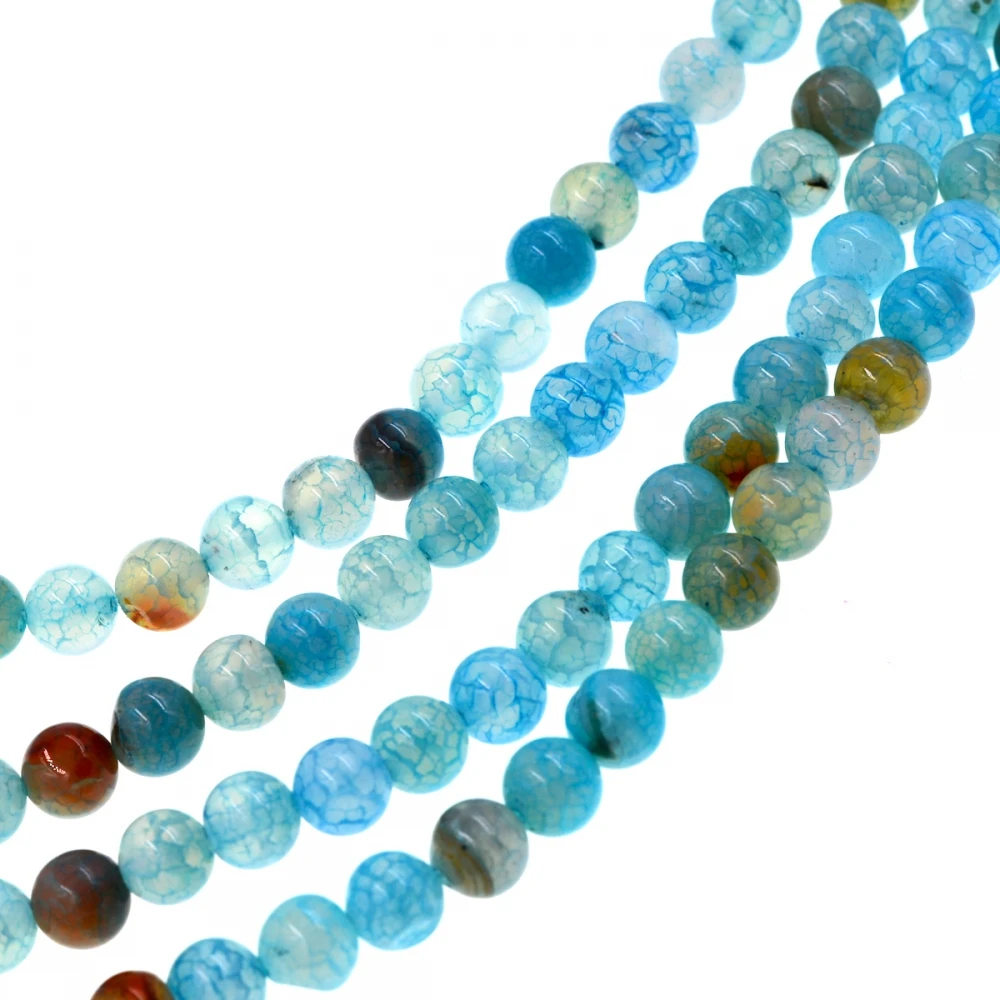 Cuentas redondas sueltas de ágatas azules, abalorios de ágata Natural ...