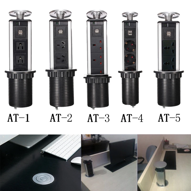 Desktop Socket Kitchen Countertop Point Pull Retractable USB Charger ...