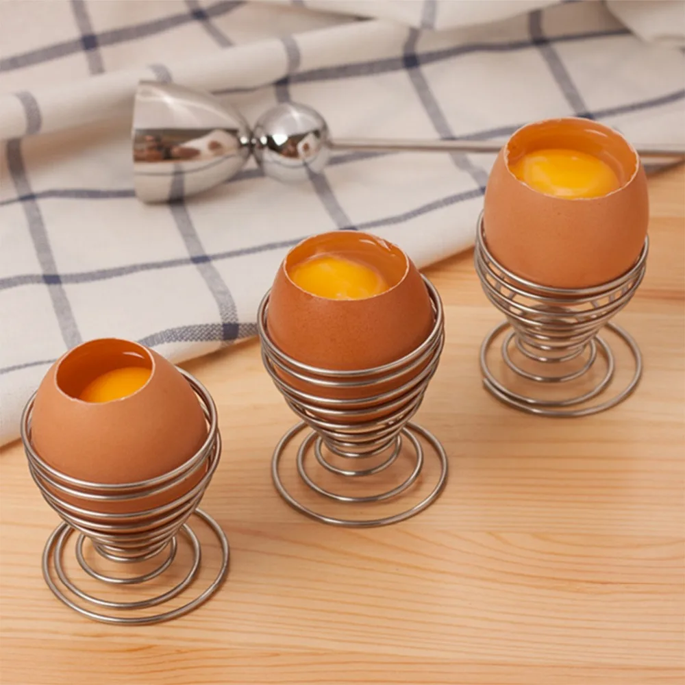 5pcs Stainelss Steel Spring Wire Tray Egg Cup Boiled Eggs Holder Stand ...
