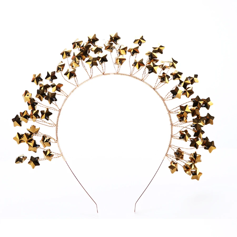 Fashion Headbands Star Pattern Hairbands Gold Color Bridal Hair Jewelry ...