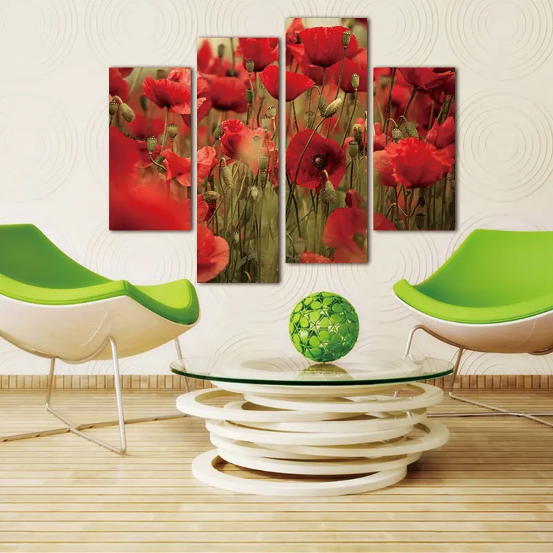 Moderne leinwand Blume Wand Malerei Abstrakte Rote Blume Mohnblumen Malerei Druck auf Leinwand ...