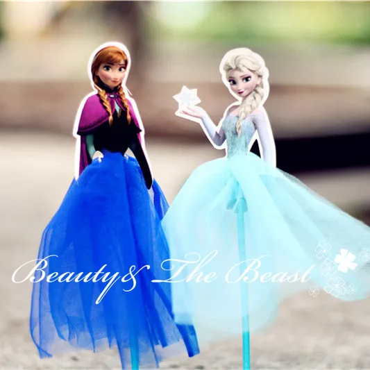 7.2'' High Princess Snow Queen Anna Elsa Cupcake Toppers Tutu Party ...