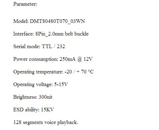 DMT80480T070_03WT 7 дюймов DGUS последовательный экран промышленный сенсорный экран голосовой ...