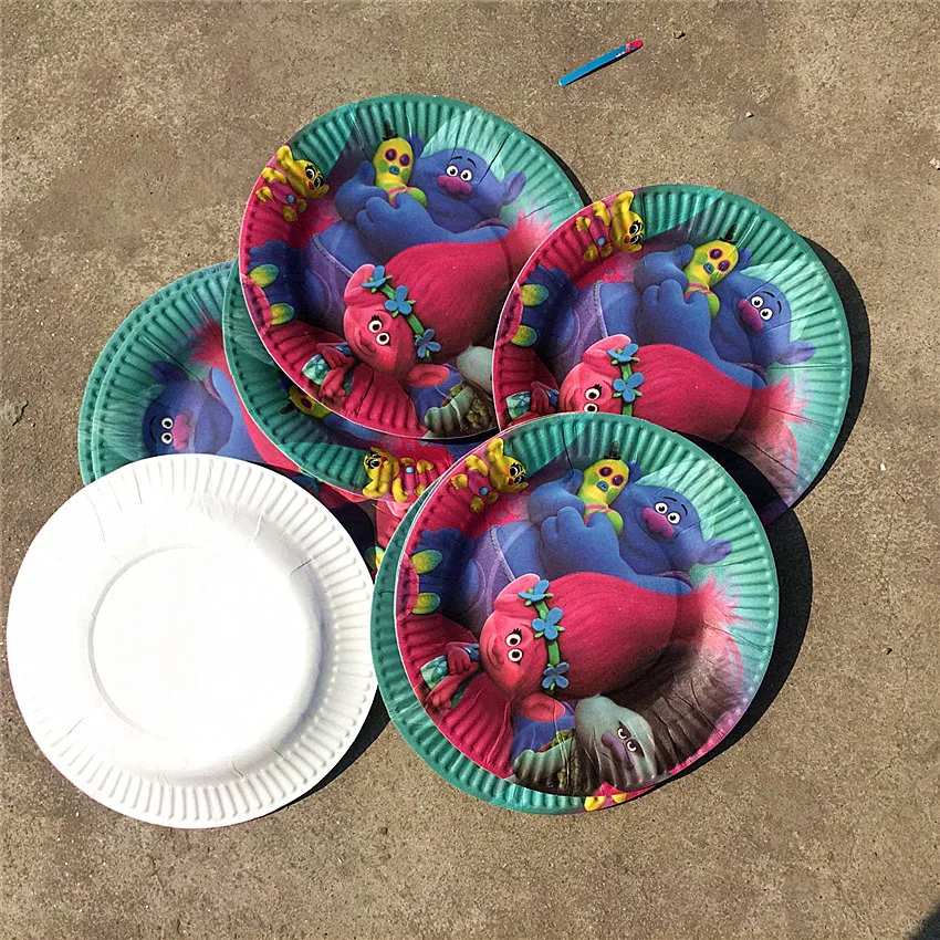 10pcs Disposable Paper Plate Trolls Cartoon Theme Kid Boy Birthday ...