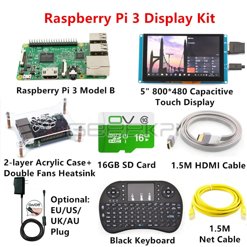 Geeekpi Raspberry Pi 3 Display Kit With 5 Inch 800 480 Capacitive Touch