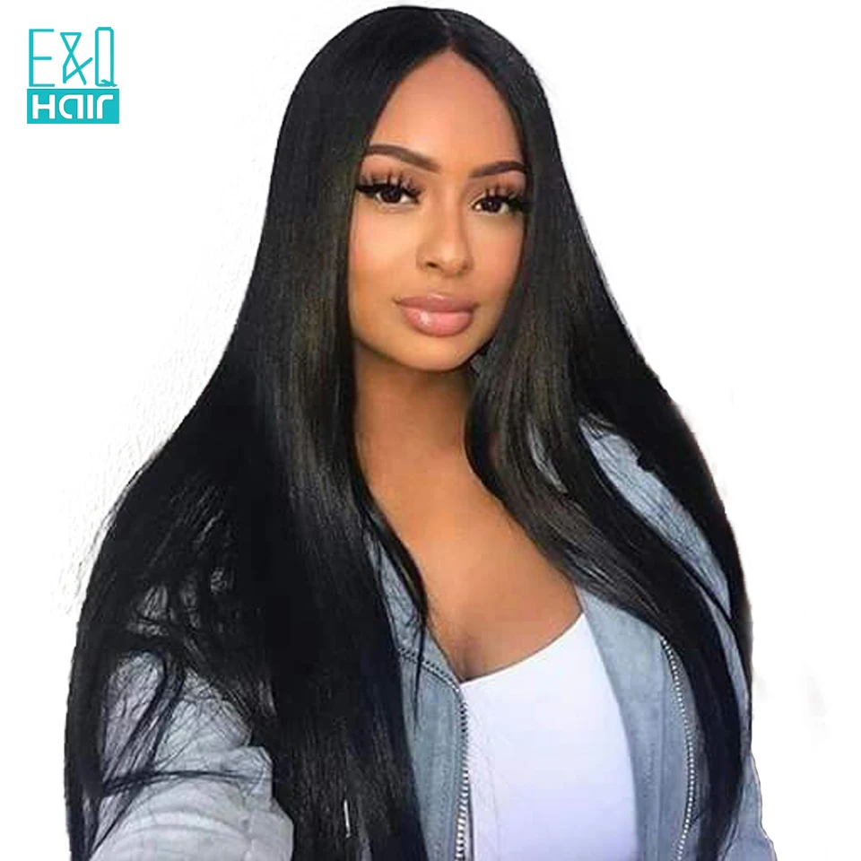 Chinese Silky Straight Lace Front Human Hair Wigs Pre Plucked Natural ...