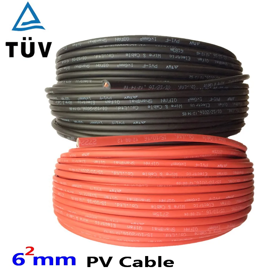 20m 6mm2 Solar Kabel Rot oder Schwarz PV Kabel Draht Kupfer Leiter VPE ...