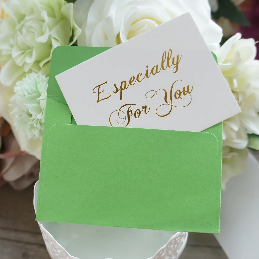 25pcs Mini Especially For You Card Gold With Green Envelope Multi-use ...