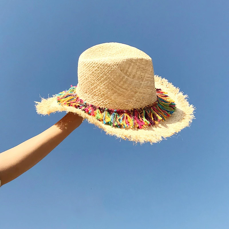 Aliexpress.com : Buy Fashion colorful fringed women Raffia straw hat ...