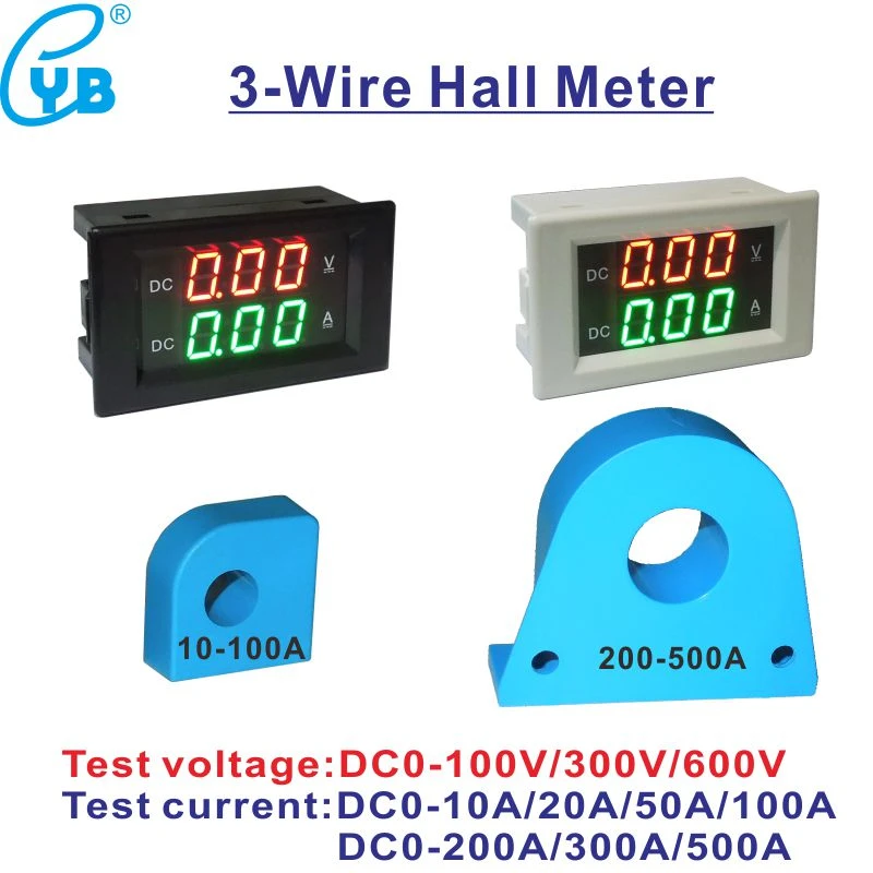 YB4835HVA Digital Voltmeter Ammeter DC 100V 300V 600V Panel Amp Volt Hall Voltage Current Meter ...