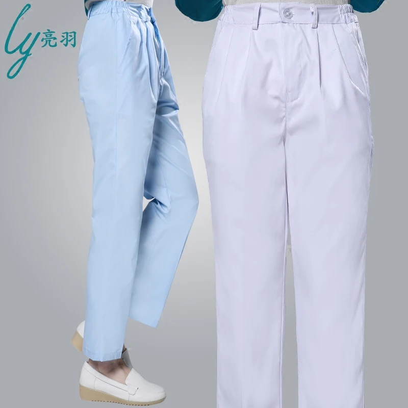 Women-Nurse-Pants-Unisex-Men-Doctors-Trousers-White-Elastic-Overalls ...