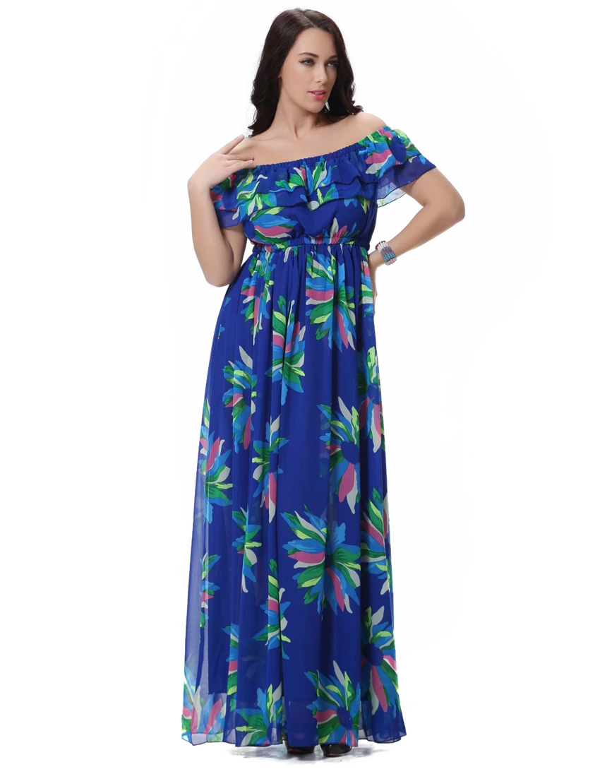 Women Summer Chiffon Dress Slash Neck Sleeveless Multi Wear Blue ...