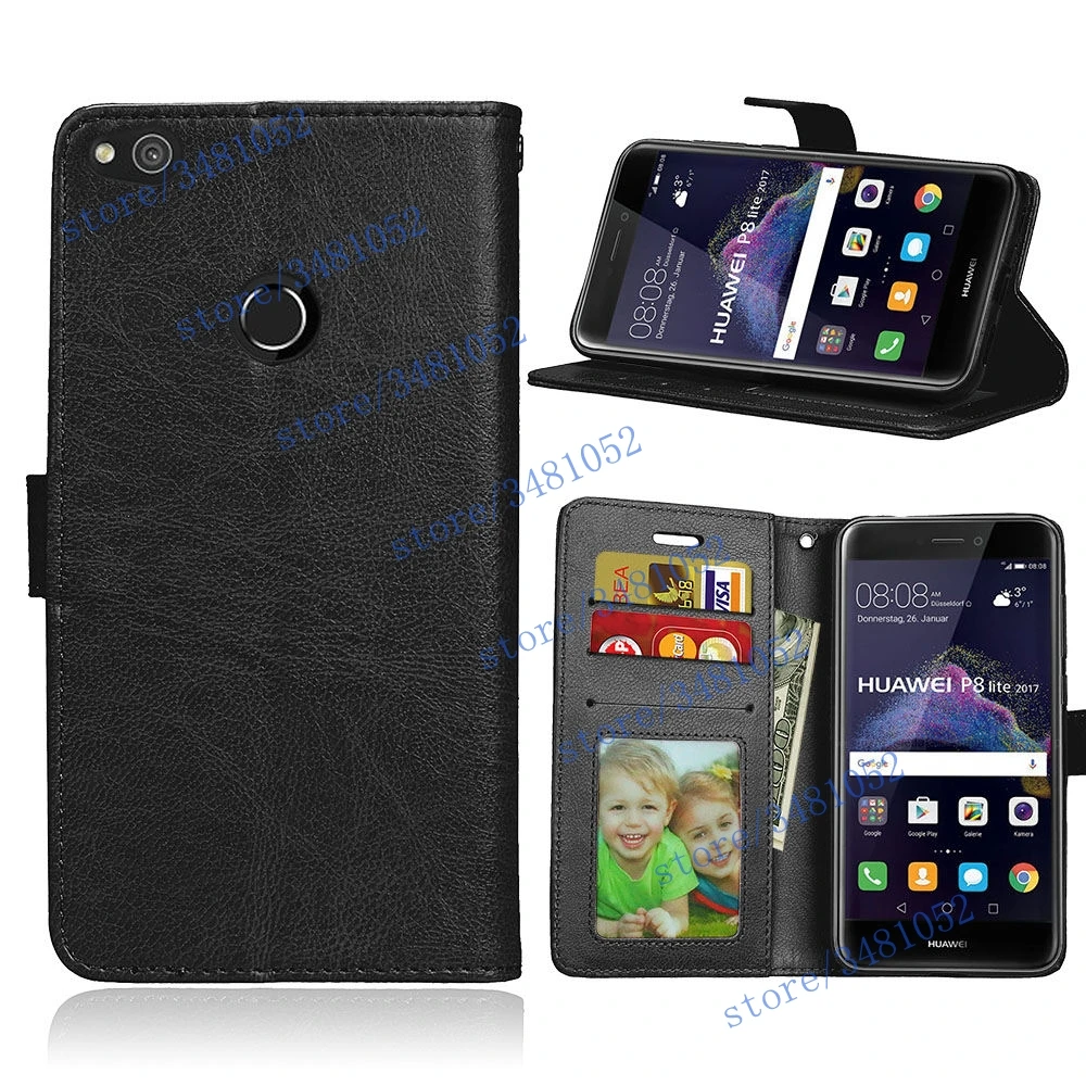 Flip cartera para Huawei P8 Lite 2017 PRA LX1 PRA LA1 PRA TL10 teléfono PU cubierta de cuero ...