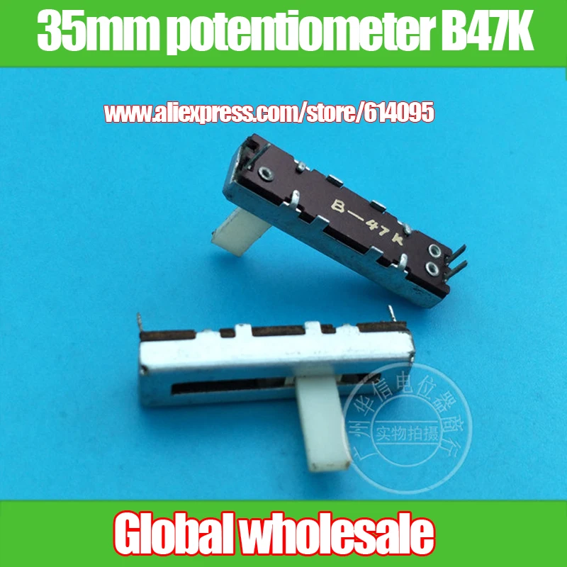 6pcs 35MM straight slip fader single potentiometer B47K / mono fader ...