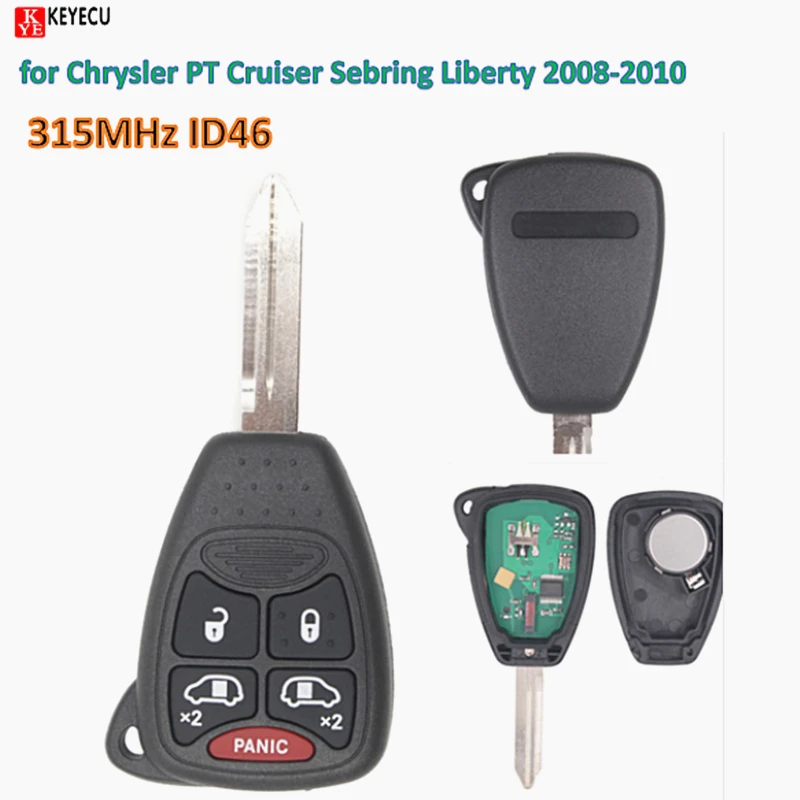 Keyecu Remote Car Key Fob 315MHz ID46 5 Button for Chrysler PT Cruiser ...