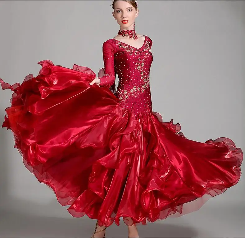 Ballroom-Dance-Dresses-Standard-Lycra-Modern-Stage-Shiny-Luxury-Women ...