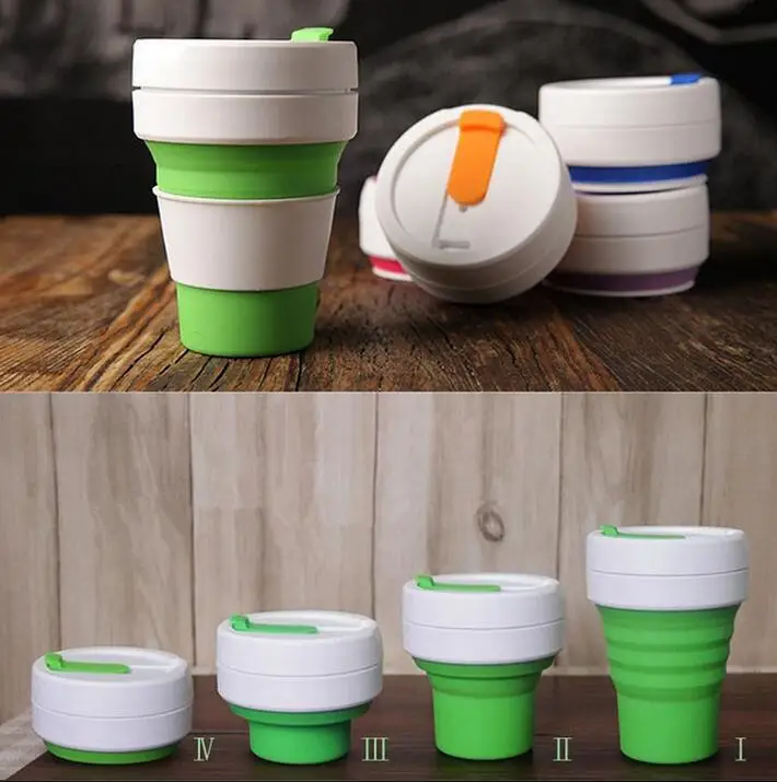 6 Colors 350ml Portable Folding Coffee Mugs Silicone Coffee Cups ...