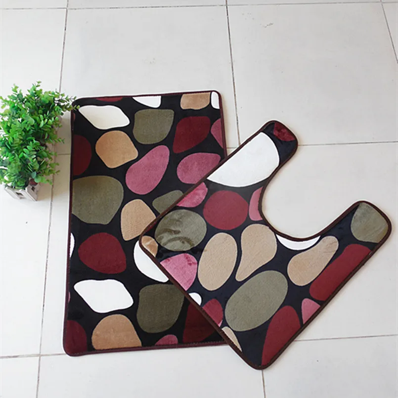 Suede 2 Pcs/set bathroom mats and u shaped toilet mats,water adsorption ...
