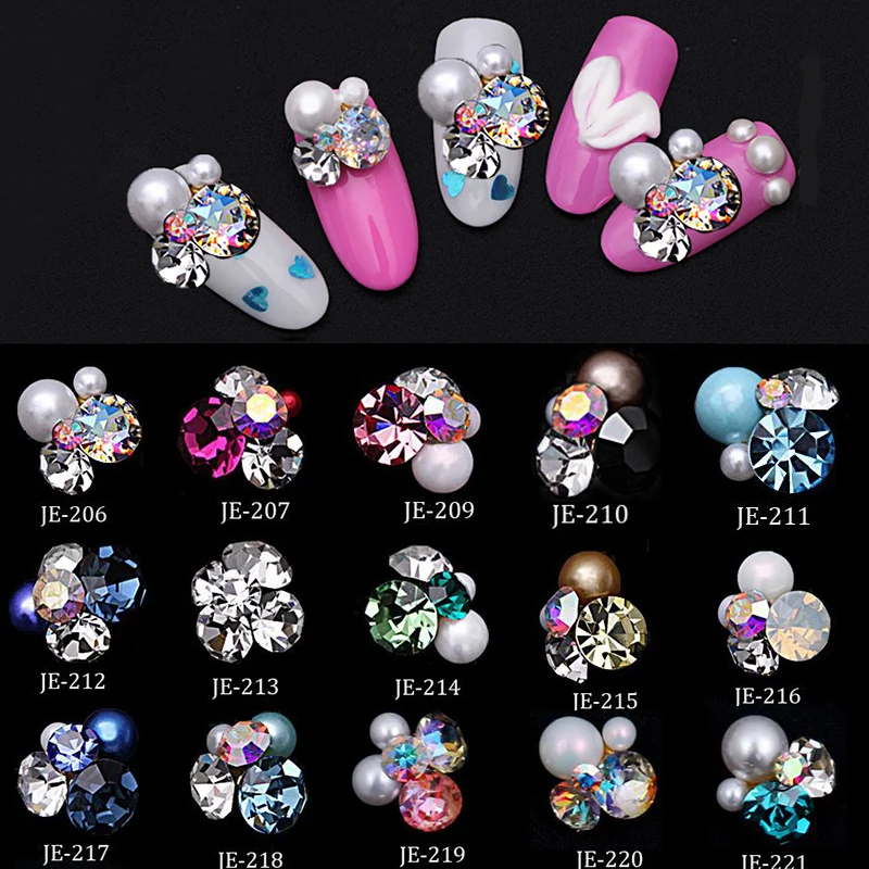 10pcs Diamond Crystal Nail Decors Pearl+Rhinestone+Alloy Germ Accessory ...