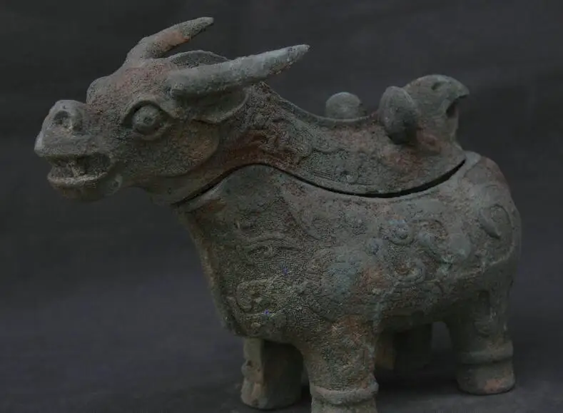 Details about 12" Chinese Dynasty Palace Bronze Bull Beast Drinking ...