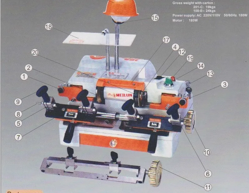 ML 100E1 car /door/factory locksmith key cutting machine 110v.car key ...