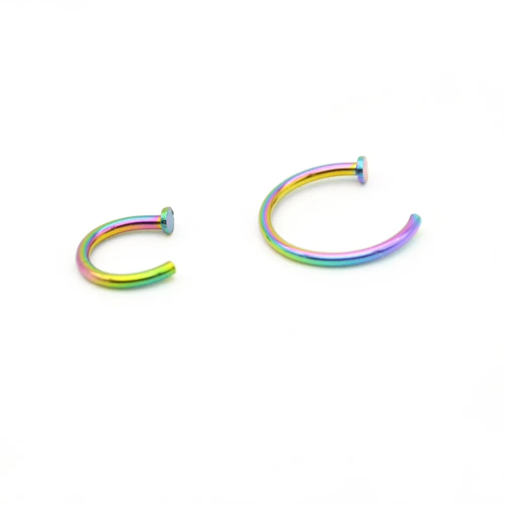 Rainbow-Open-Nose-Ring-Hoop-Nose-Ring-Fake-Lip-Stud-Surgical-Steel ...