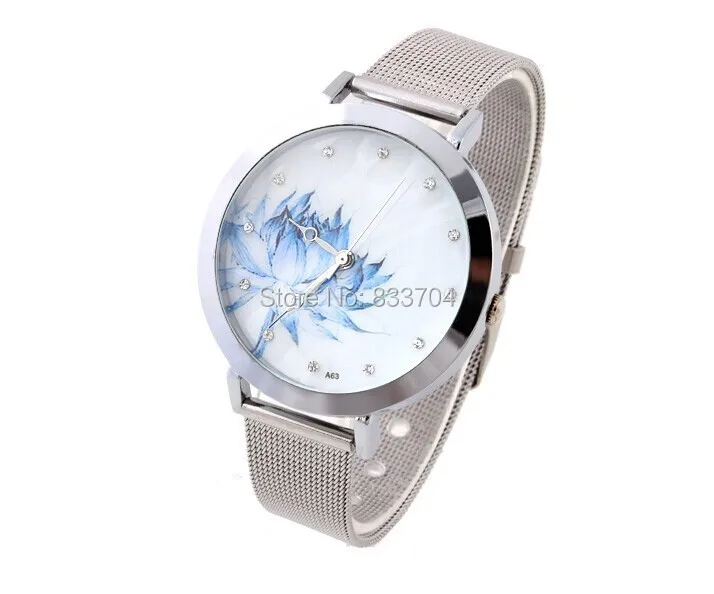 New style Ladies Dress Watch Lotus Flower Casual Watches silver Steel ...