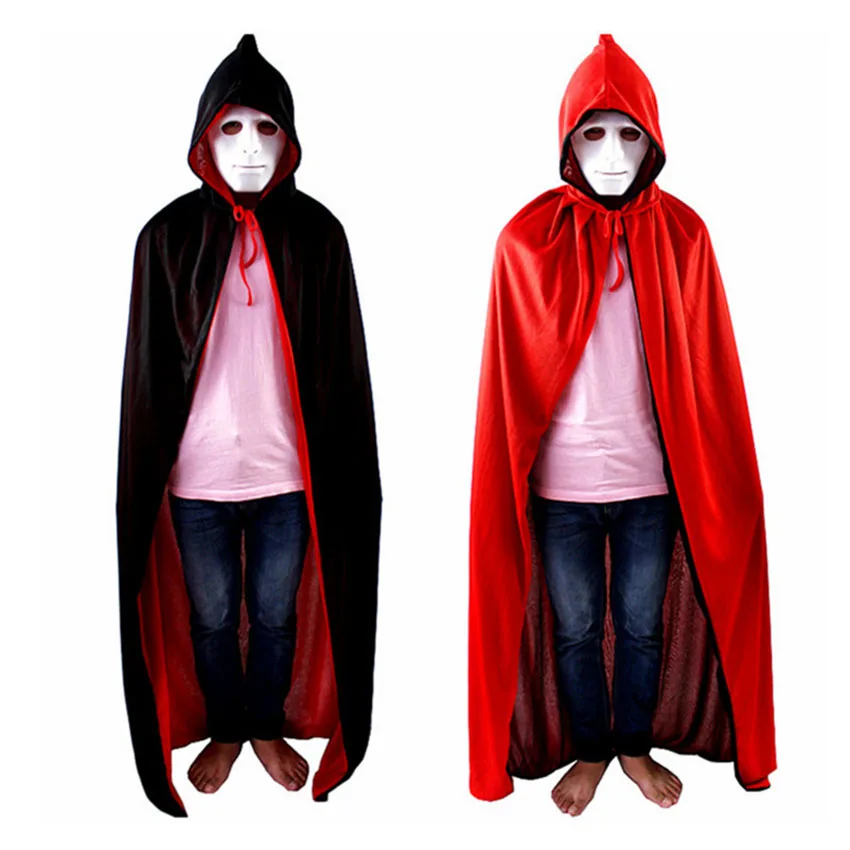 Halloween Costume Men Collar Death Cloak Gown Red Black 2 Side Wear ...