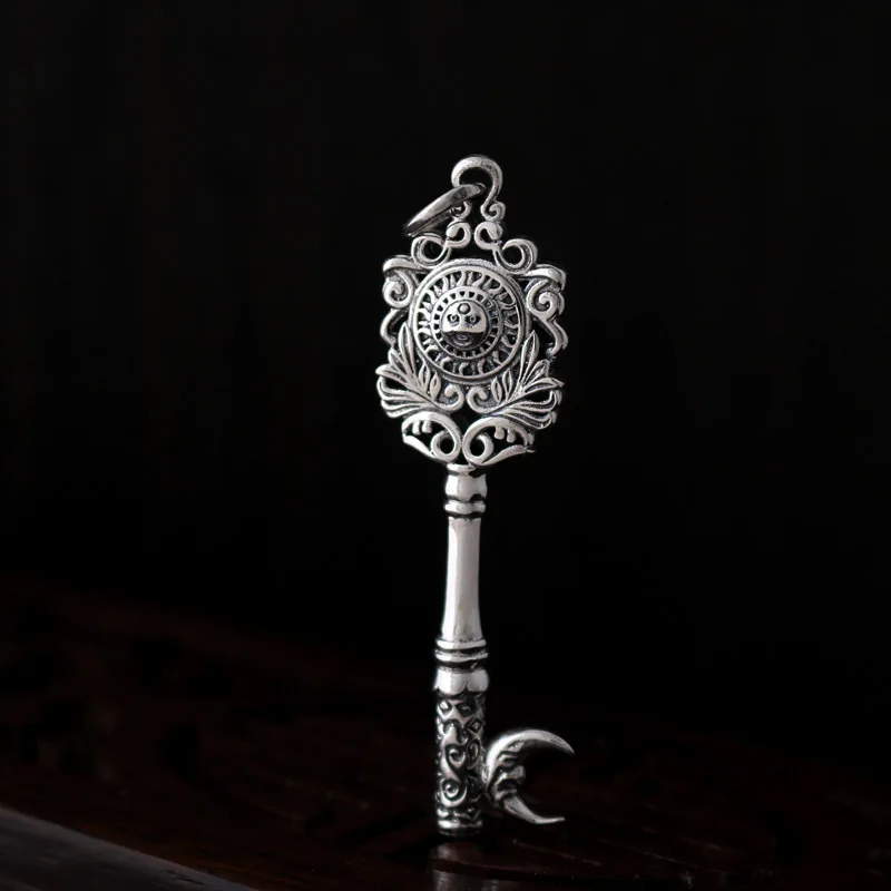 925 Sterling Silver Sun Moon Key Pendant for Rocker Biker Men 13g ...