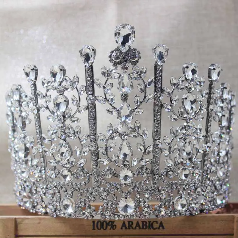 zerongE jewelry 5.1inch gunmetal black rhinestone drop wedding tiara ...