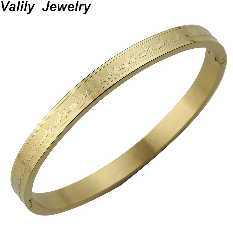 Valily Love Bangle Gold Color Bracelets & Bangles For Women Men Simple ...
