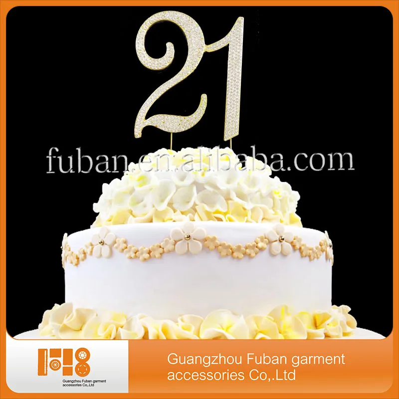 Chapado en oro número 21 de cristal rhinestone envío libre de la torta ...