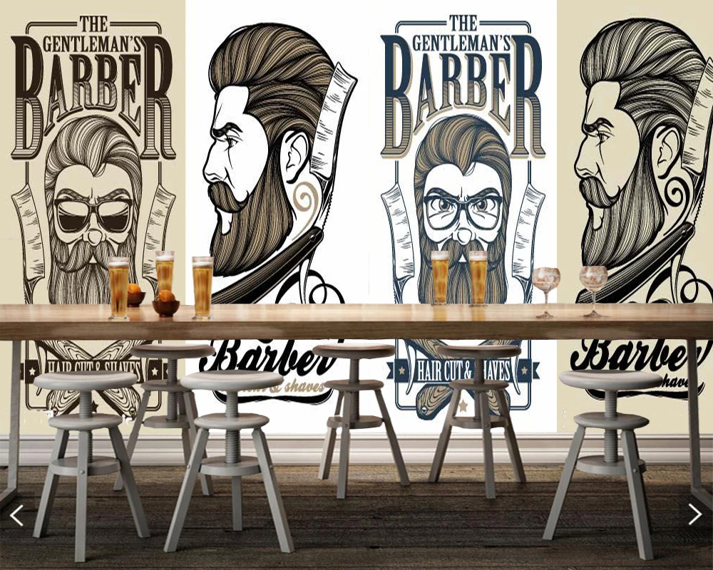 Custom-Barber-Shop-Wallpapers-Trendy-Haircut-Elements-Mural-For-Living ...