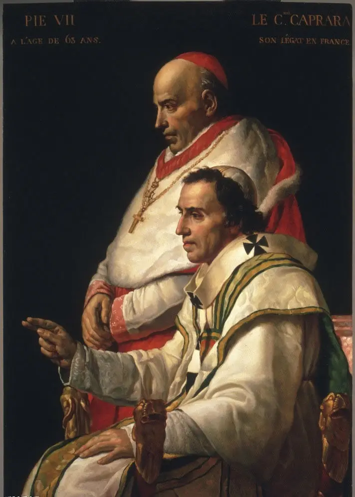 34" inch # TOP Religious ART work & the Pope Pius VII oil painting ON ...
