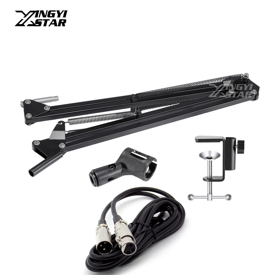 Desktop-Scissor-Arm-Suspension-Studio-Microphone-Stand-Shock-Mount-Mic ...