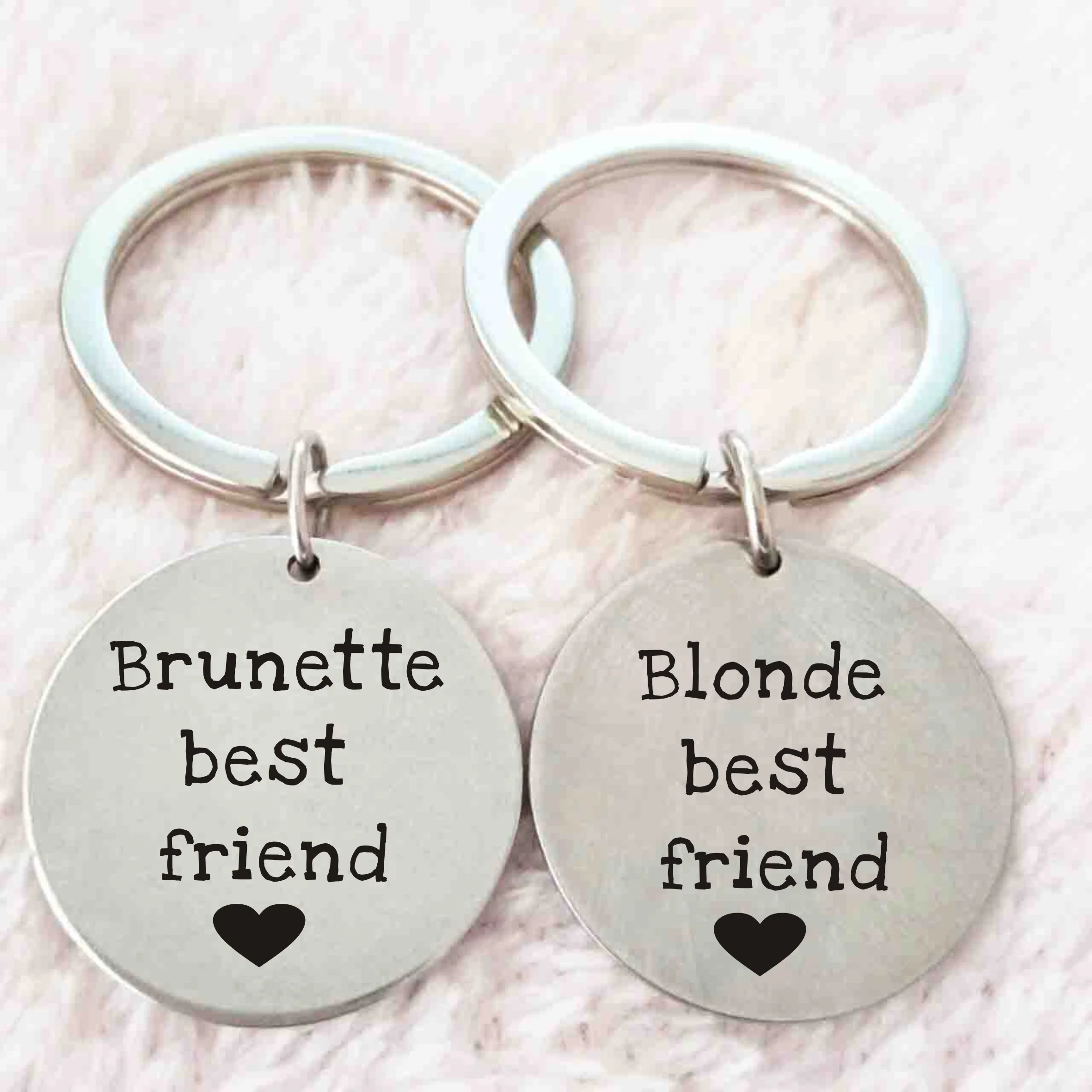 Best Friend Keychain Set, Birthday Gift, "Brunette Best Friend" "Blonde ...