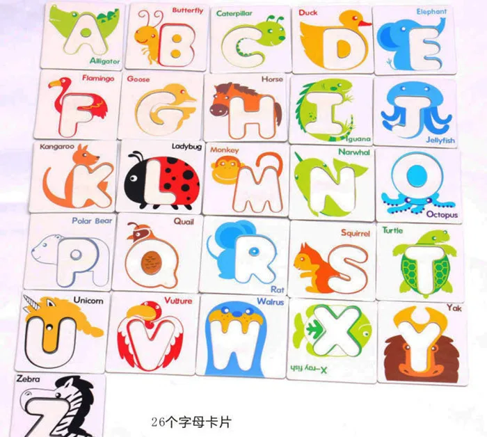 New wood toy stick toy ABCD word toy Baby early head start training ...