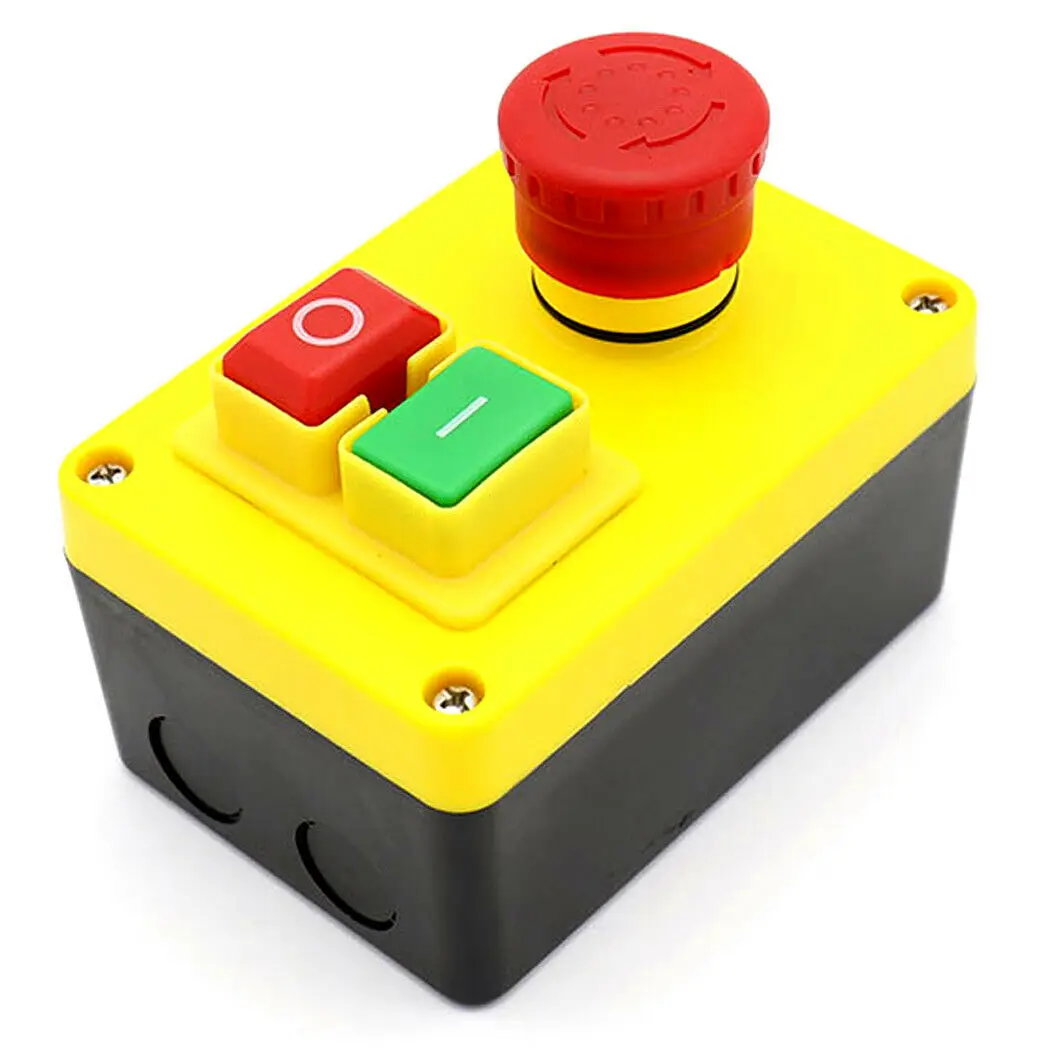 220V 16A Plastic Shell Red Mushroom Emergency Stop Start Safety Switch ...