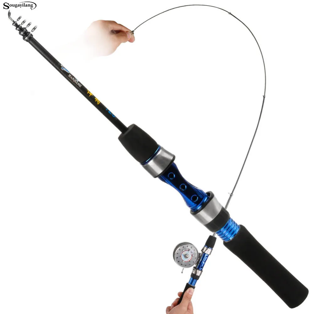 Sougayilang Telescopic Fiber Carbon Ice Fishing Rod 67cm Winter Carp ...