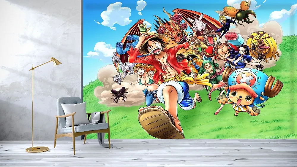 Autoadhesivo 3D de One Piece, mural de papel de pared de Anime japonés ...
